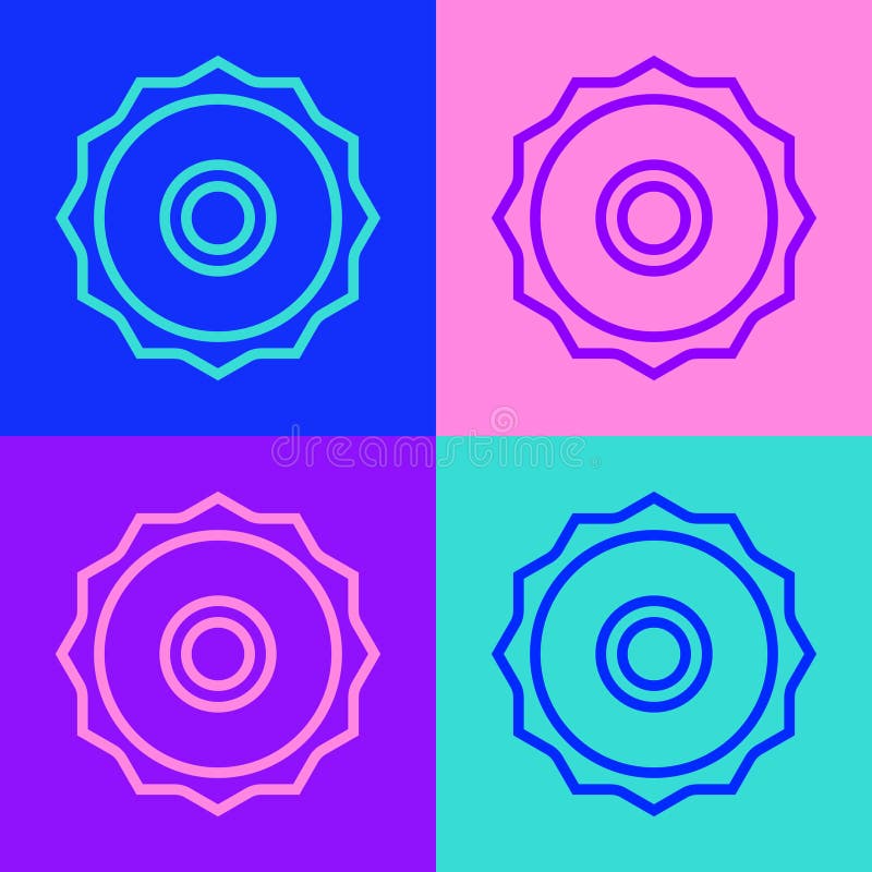 Pop Art Line Circular Saw Blade Icon Isolated on Color Background. Saw ...