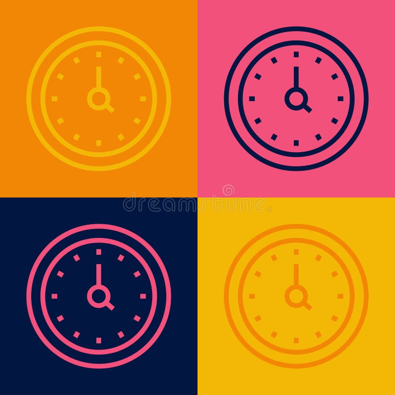 Pop Art Line Clock Icon Isolated on Color Background. Time Symbol Stock ... Pop Art Line Clock Icon Isolated on Color Background. Time Symbol Stock ...