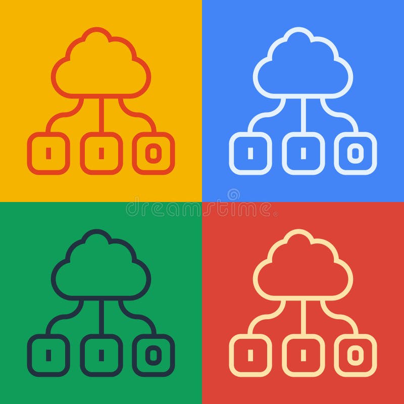 Pop Art Line Cloud Technology Data Transfer and Storage Icon Isolated ...