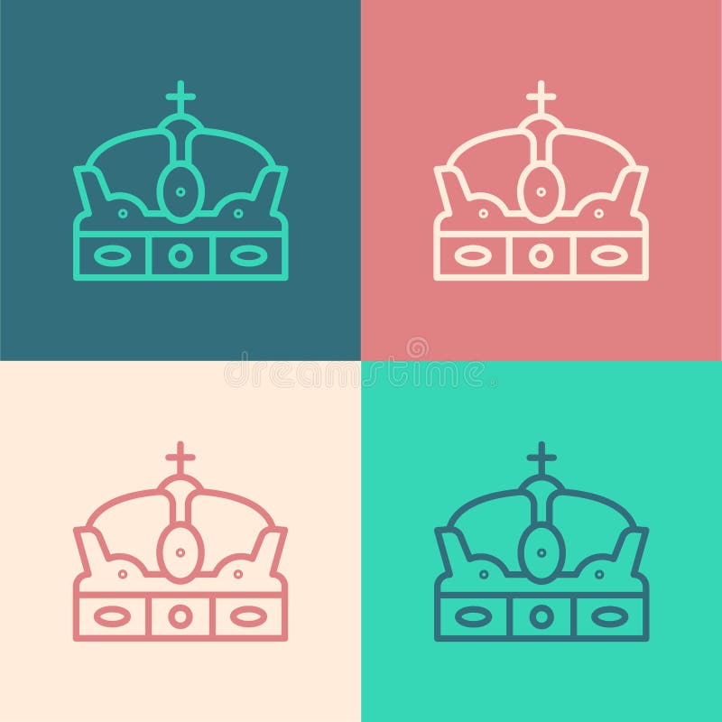 Pop Art Line Crown of Spain Icon Isolated on Color Background. Vector ...