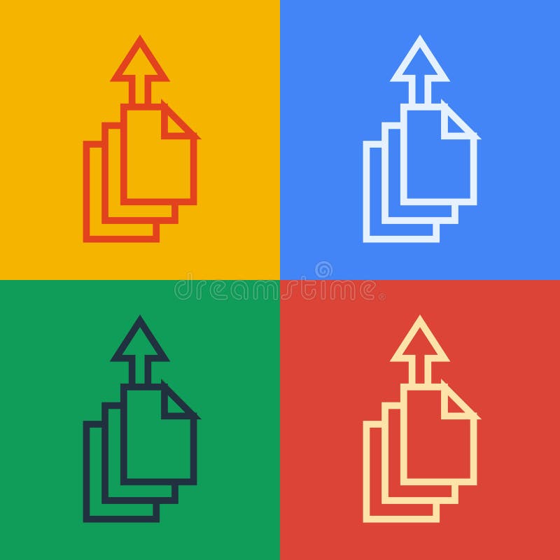 Pop Art Line Data Export Icon Isolated on Color Background. Vector ...