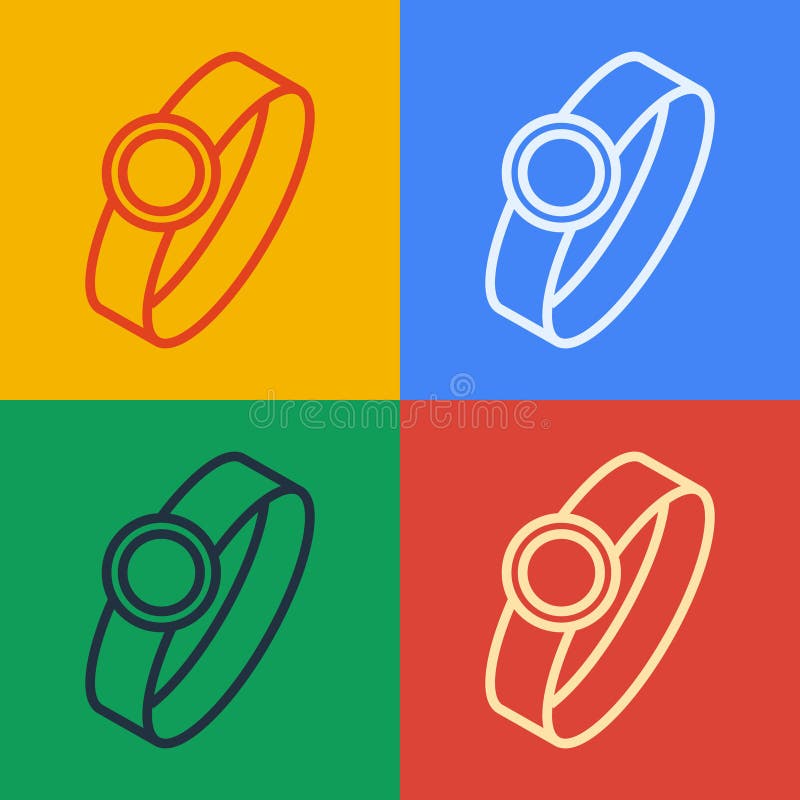 Pop Art Line Diamond Engagement Ring Icon Isolated on Color Background ...