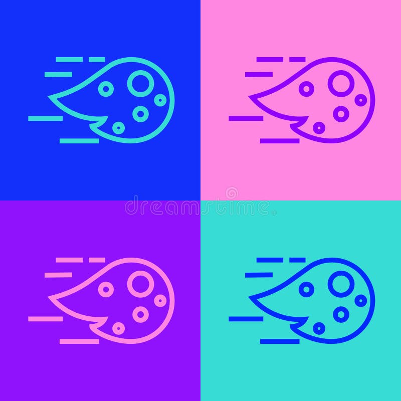 Pop Art Line Fireball Icon Isolated on Color Background. Vector Stock ...