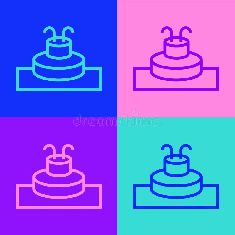 Pop Art Line Fountain Icon Isolated on Color Background. Vector Stock ...