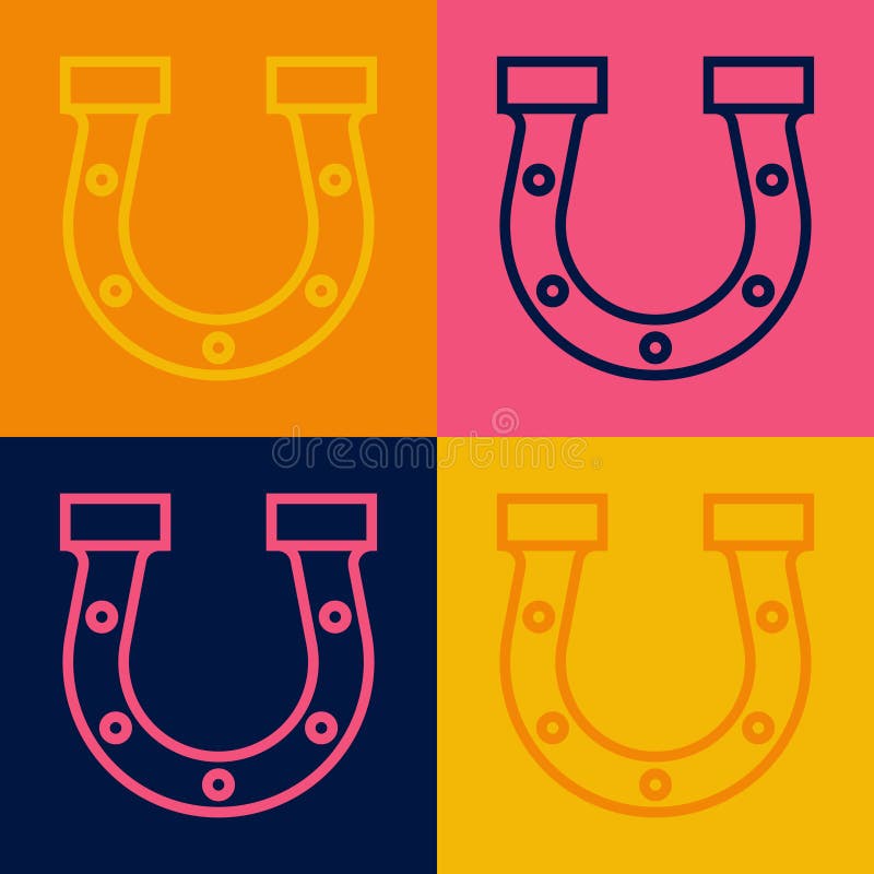 Pop Art Line Horseshoe Icon Isolated on Color Background. Vector Stock ... Pop Art Line Horseshoe Icon Isolated on Color Background. Vector Stock ...