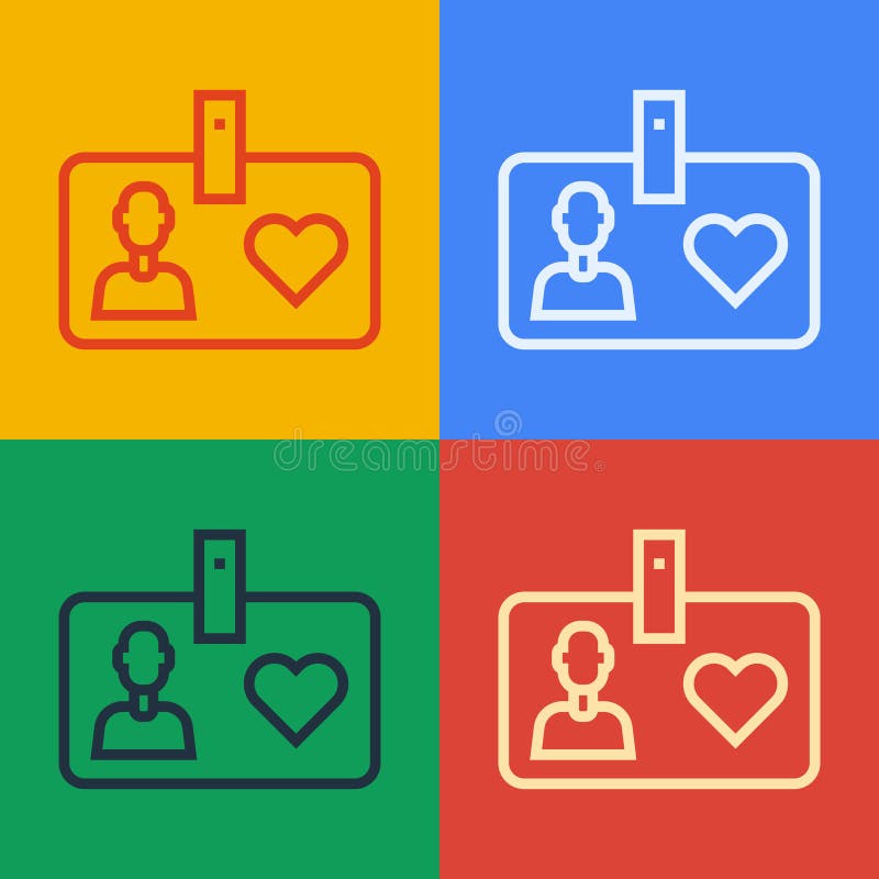 Pop Art Line Identification Card Volunteer Icon Isolated on Color ... Pop Art Line Identification Card Volunteer Icon Isolated on Color ...