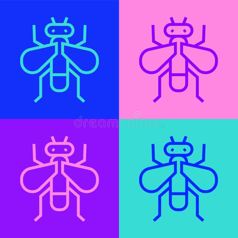 Pop Art Line Insect Fly Icon Isolated on Color Background. Vector Stock ...