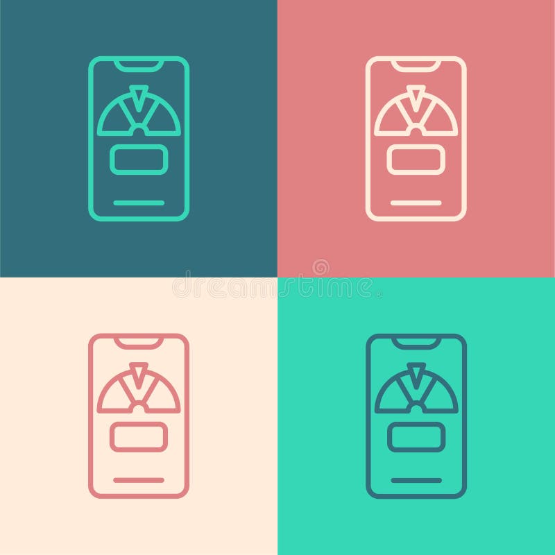 Pop Art Line Lucky Wheel on Phone Icon Isolated on Color Background ...