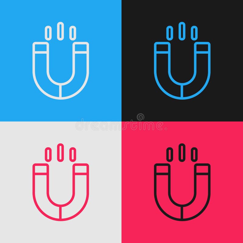 Pop Art Line Magnet Icon Isolated on Color Background. Horseshoe Magnet ... Pop Art Line Magnet Icon Isolated on Color Background. Horseshoe Magnet ...