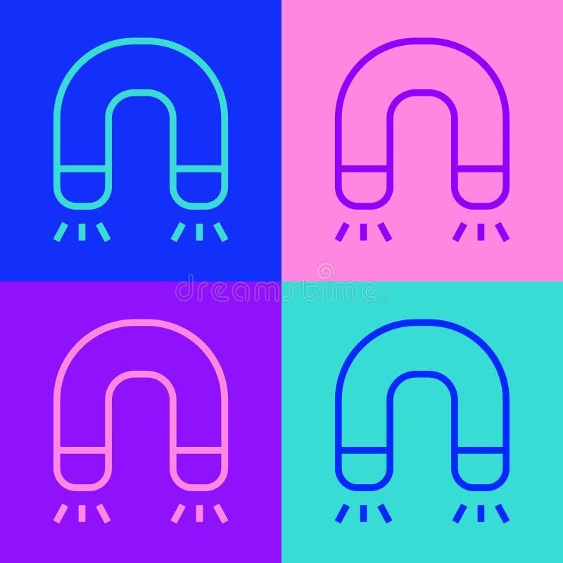 Pop Art Line Magnet Icon Isolated on Color Background. Horseshoe Magnet ... Pop Art Line Magnet Icon Isolated on Color Background. Horseshoe Magnet ...