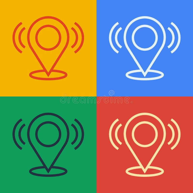 Pop Art Line Map Pin Icon Isolated on Color Background. Navigation ...