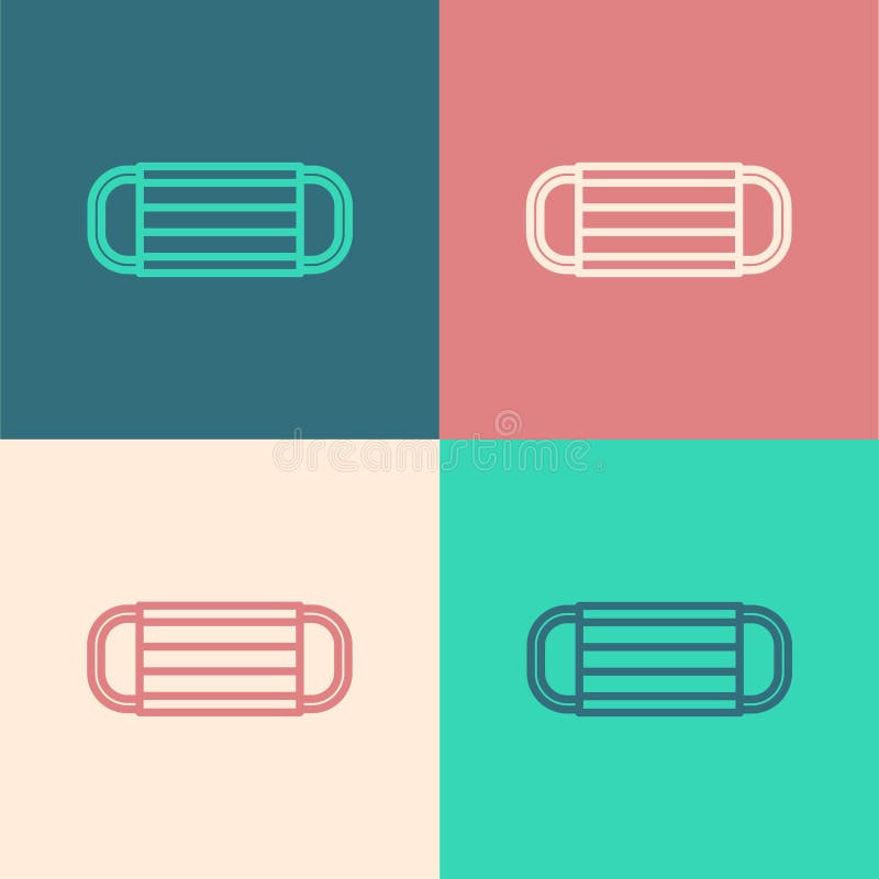 Pop Art Line Medical Protective Mask Icon Isolated on Color Background ...