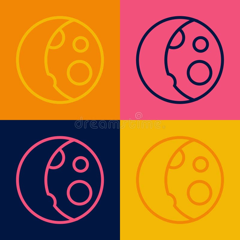 Pop Art Line Moon Phases Icon Isolated on Color Background. Vector ...