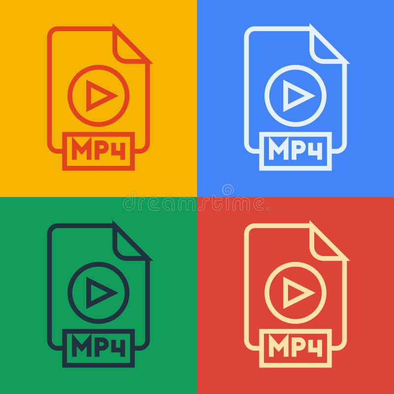 Pop Art Line MP4 File Document. Download Mp4 Button Icon Isolated on ...