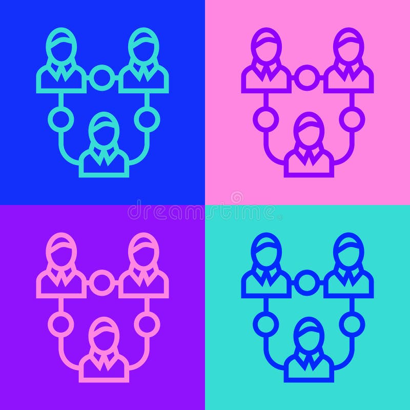 Pop Art Line Project Team Base Icon Isolated on Color Background ... Pop Art Line Project Team Base Icon Isolated on Color Background ...