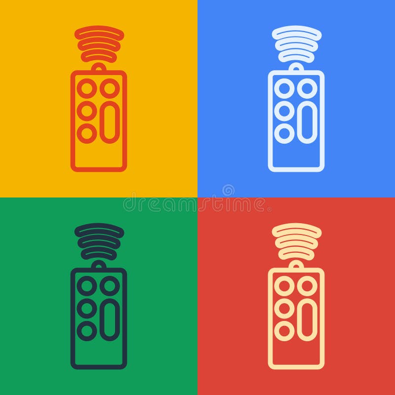 Pop Art Line Remote Control Icon Isolated on Color Background. Vector ...