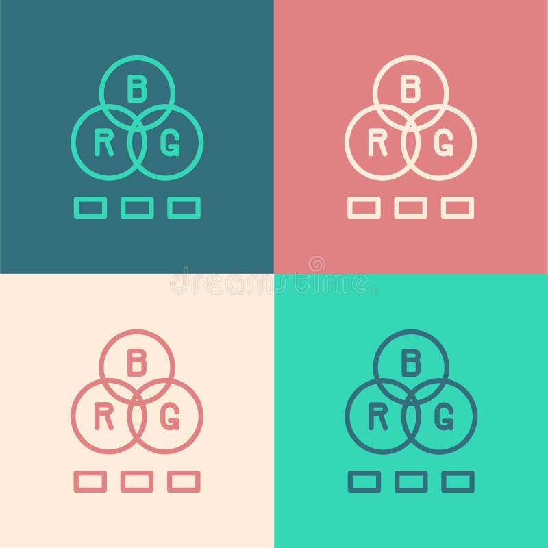 Pop Art Line RGB Color Mixing Icon Isolated on Color Background. Vector ...