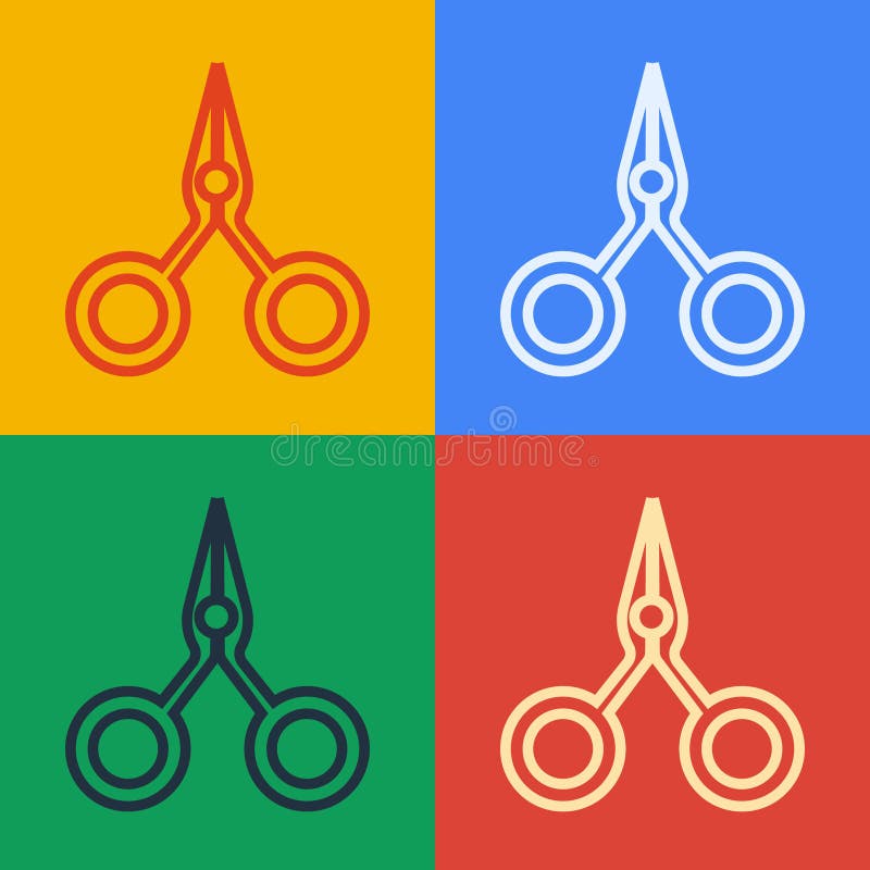 Pop Art Line Scissors Icon Isolated on Color Background. Cutting Tool ...