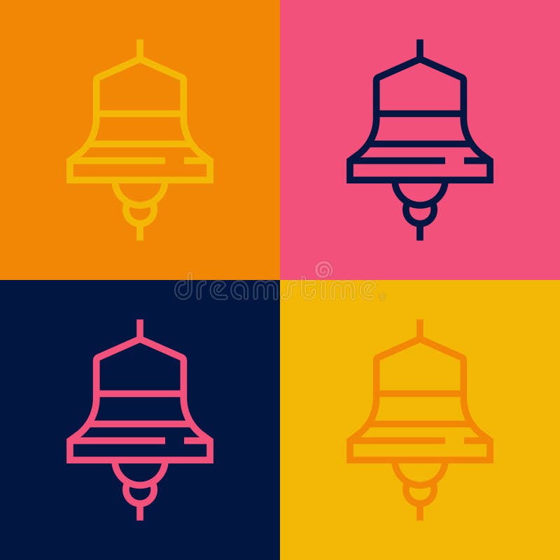 Pop Art Line Ship Bell Icon Isolated on Color Background. Vector Stock ...