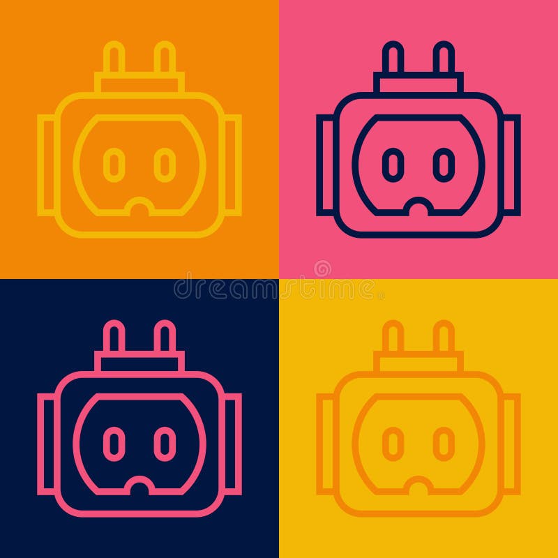 Pop Art Line Tee Plug Electric with Clipping Path Icon Isolated on ...