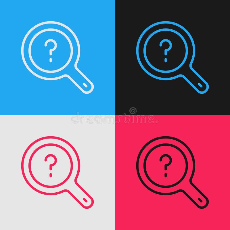 Pop Art Line Unknown Search Icon Isolated on Color Background ...