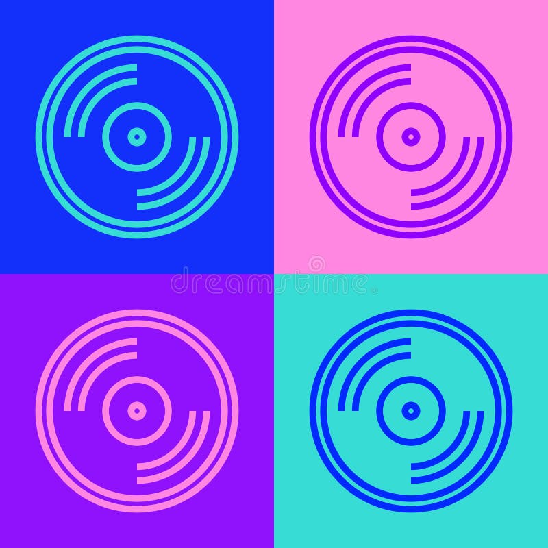 Pop Art Line Vinyl Disk Icon Isolated on Color Background. Vector ...