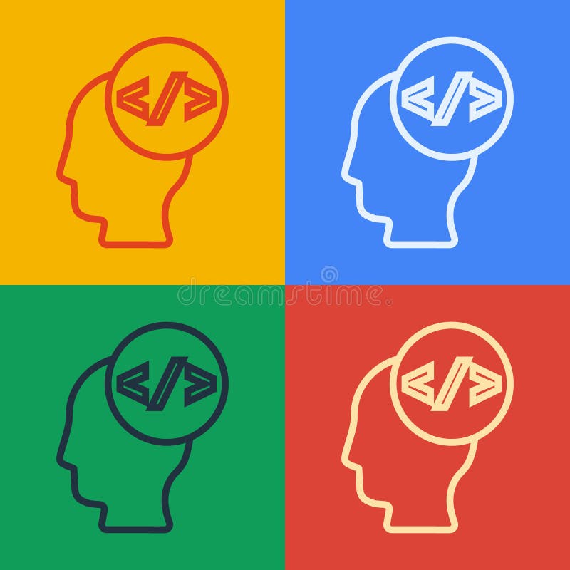 Pop Art Line Web Design and Front End Development Icon Isolated on ...