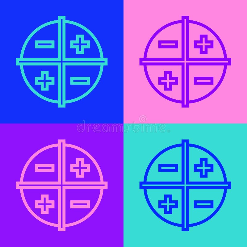 Pop Art Line XYZ Coordinate System Icon Isolated on Color Background ...