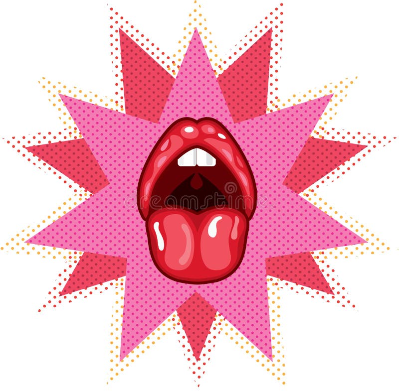 Pop Art Lips and Tongue Vector Stock Vector - Illustration of cool ...