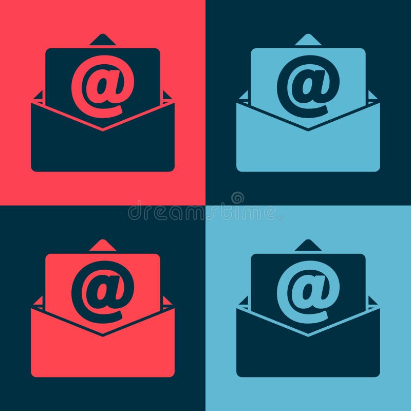 Pop Art Mail and E-mail Icon Isolated on Color Background. Envelope ...