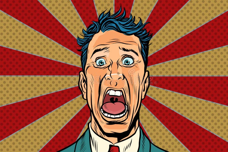 Pop Art Man Screams in Horror, Panic Face Stock Vector - Illustration ... Pop Art Man Screams in Horror, Panic Face Stock Vector - Illustration ...