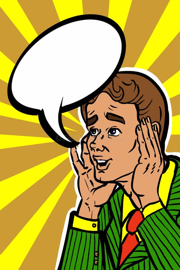 Pop Art Man Surprised and Said ,speech Bubble.Yellow Background Stock ...