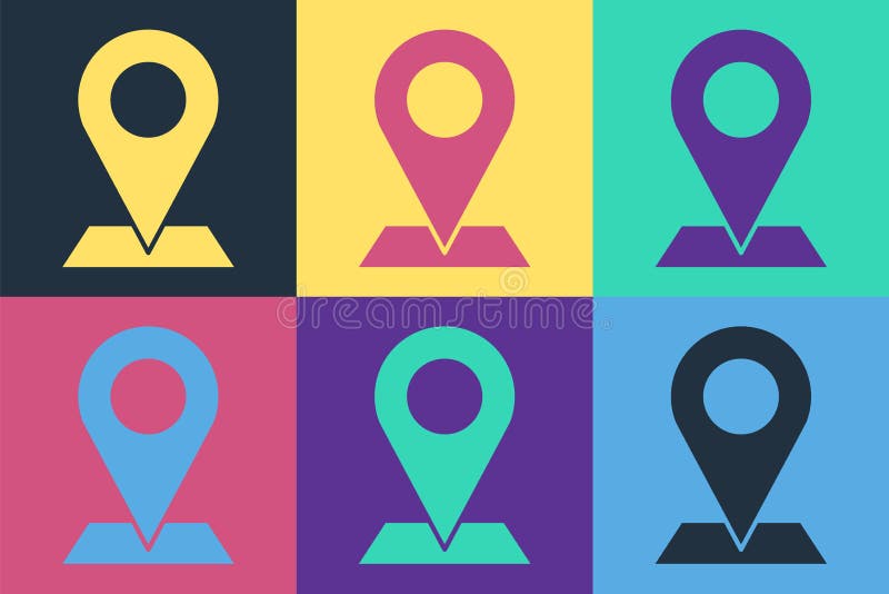 Pop Art Map Pin Icon Isolated on Color Background. Navigation, Pointer ...