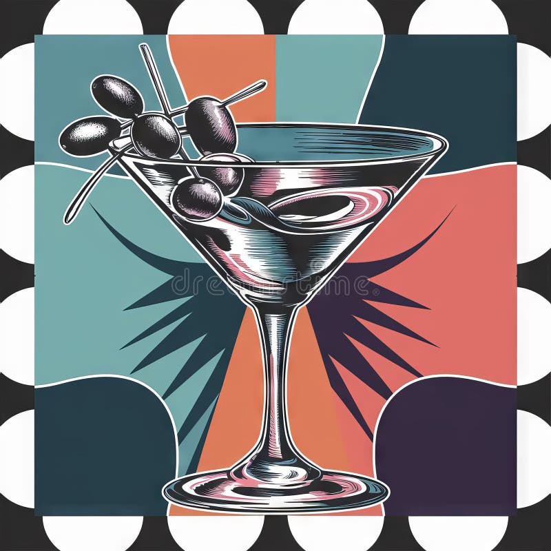 Pop art martini pattern stock illustration. Illustration of cocktail ...