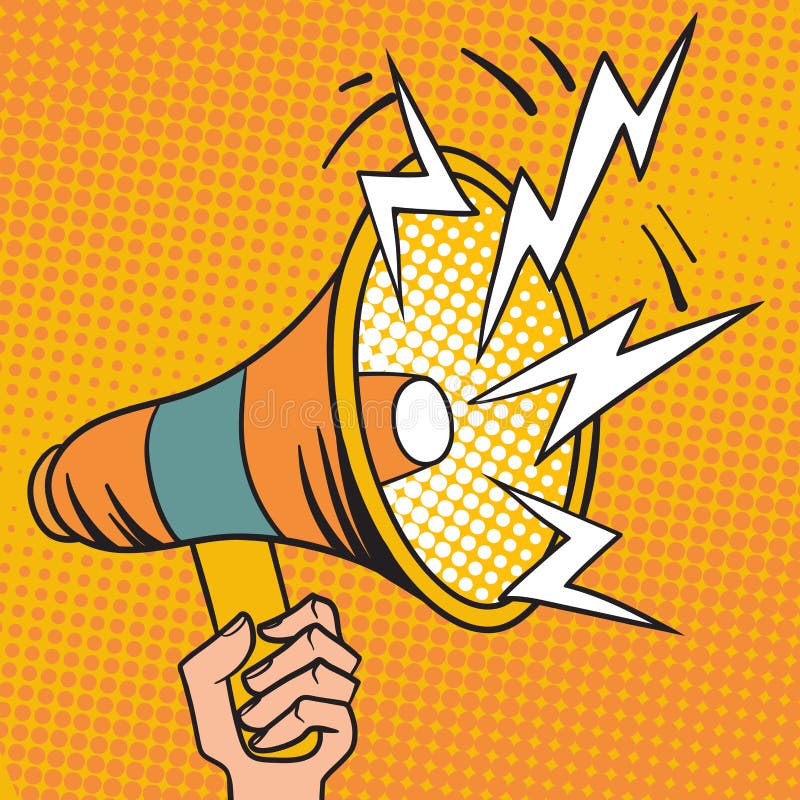 Pop Art Megaphone Design Loudspeaker Cartoon Vector Illustration. Stock ...