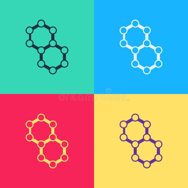 Pop Art Molecule Icon Isolated on Color Background. Structure of ...