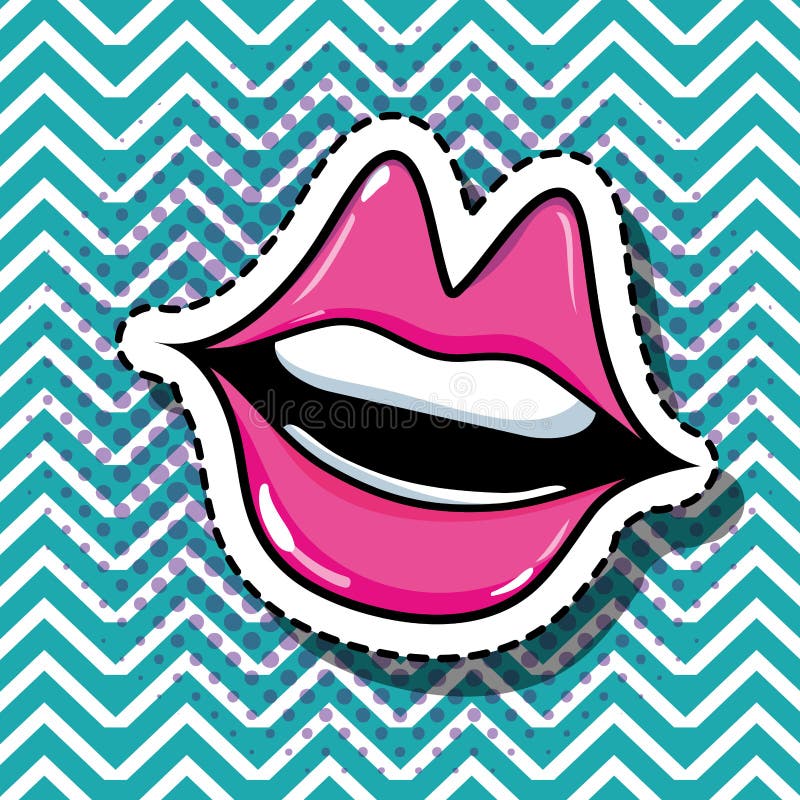 Pop art mouth patch design stock vector. Illustration of sticker ...