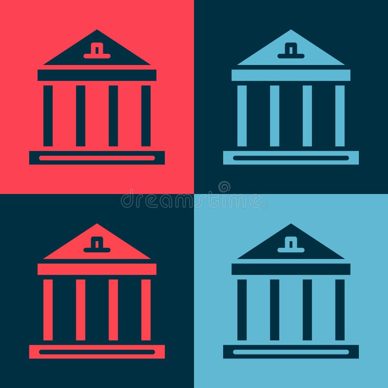 Pop Art Museum Building Icon Isolated on Color Background. Vector Stock ...