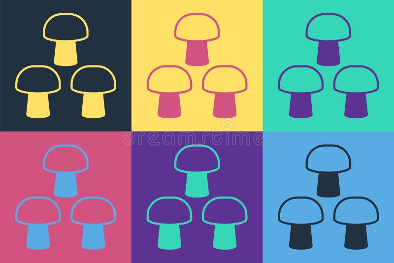 Pop Art Mushroom Icon Isolated on Color Background. Vector Stock Vector ...