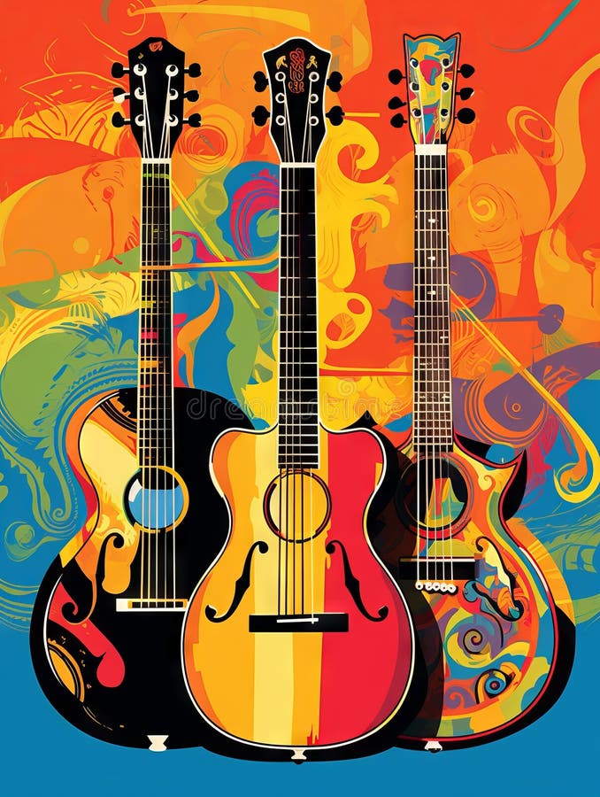 Pop Art Musical Instruments, Generative Ai Stock Illustration ...