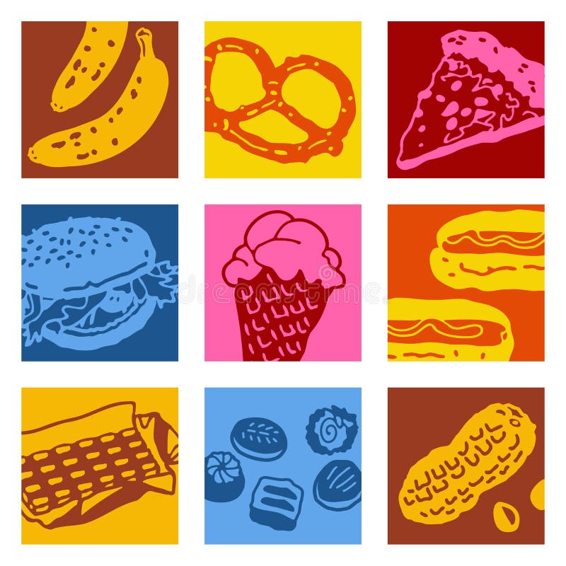 Pop art objects - food stock vector. Illustration of hotdog - 9543190