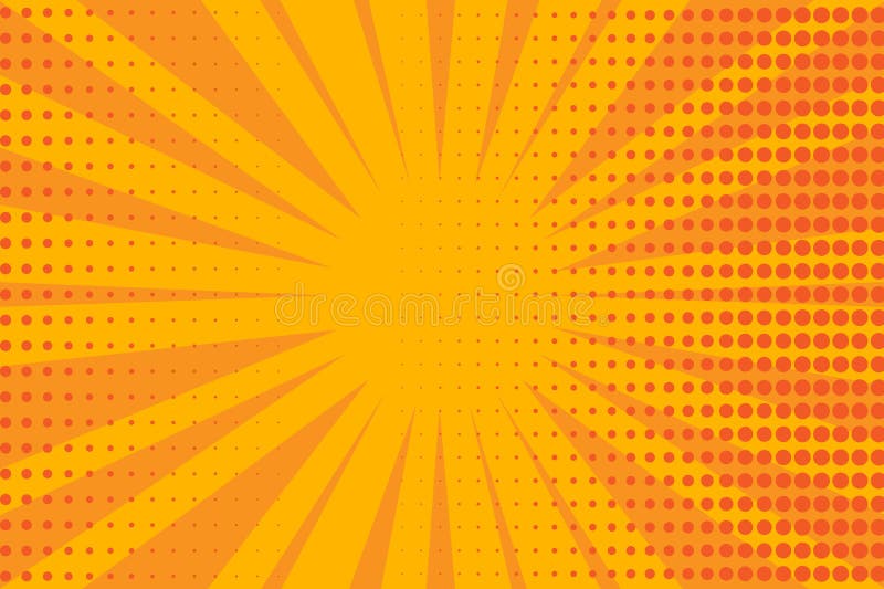 Pop Art Orange Comic Cover. Stripe and Dotted Bright Background in ...