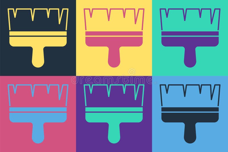Pop Art Paint Brush Icon Isolated on Color Background. Vector Stock ...