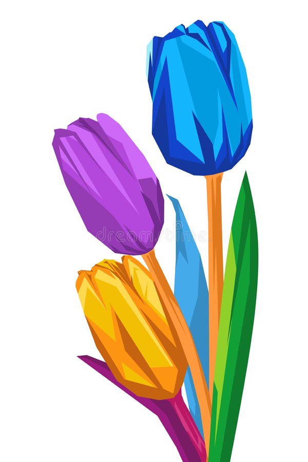 Pop Art of Polygonal Tulips Stock Illustration - Illustration of ...