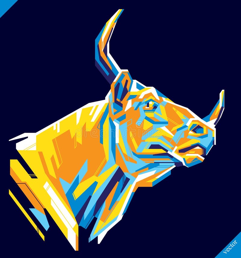 Pop Art Portrait of Beautiful Bull. Vector Illustration Stock Vector ...