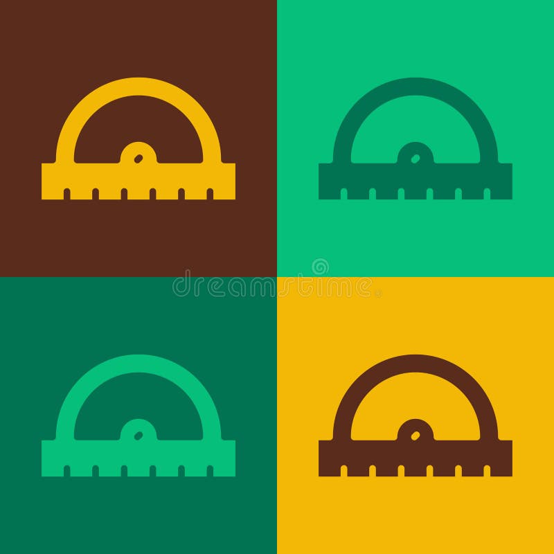 Pop Art Protractor Grid for Measuring Degrees Icon Isolated on Color ...