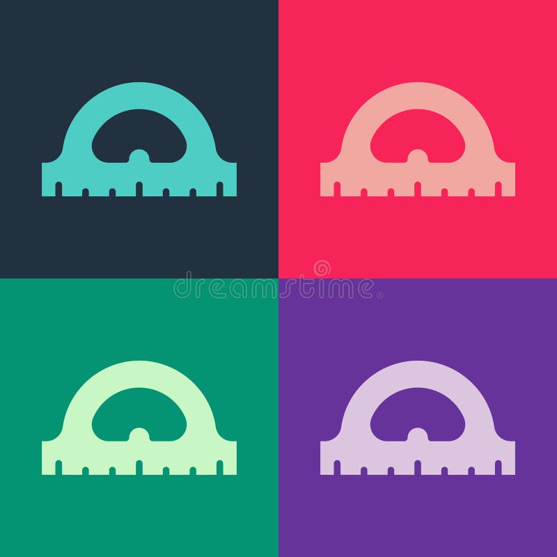 Pop Art Protractor Grid for Measuring Degrees Icon Isolated on Color ...