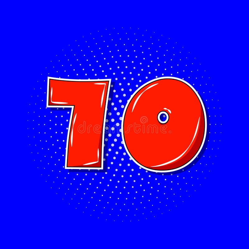 Pop Art Red Number 70 Over Blue Dotted Background. Stock Vector ...