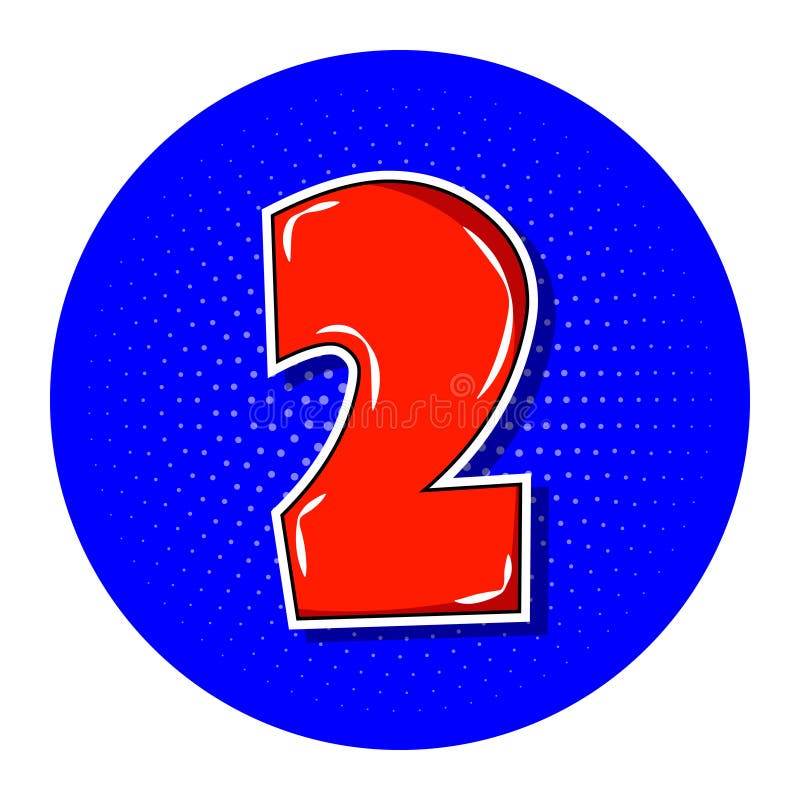 Pop Art Red Number 2 Over Blue Dotted Circle. Stock Vector ...