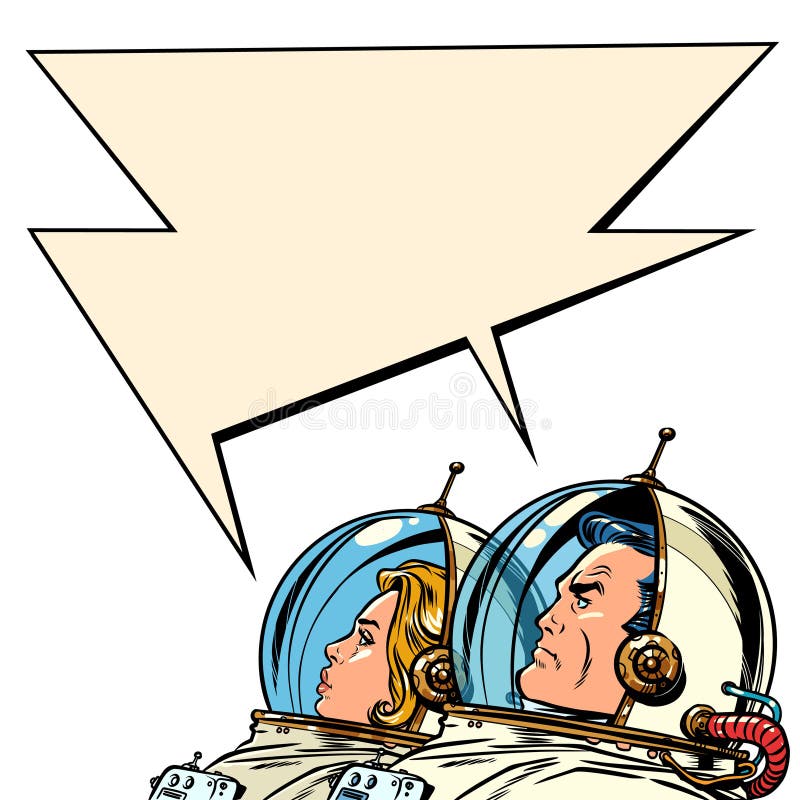 Pop Art Retro the Astronauts Communicate with Each Other in Comic Style ...